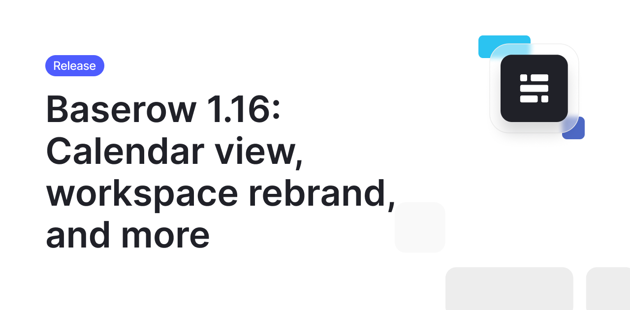 Baserow 1 16 Calendar View Workspace Rebrand And More