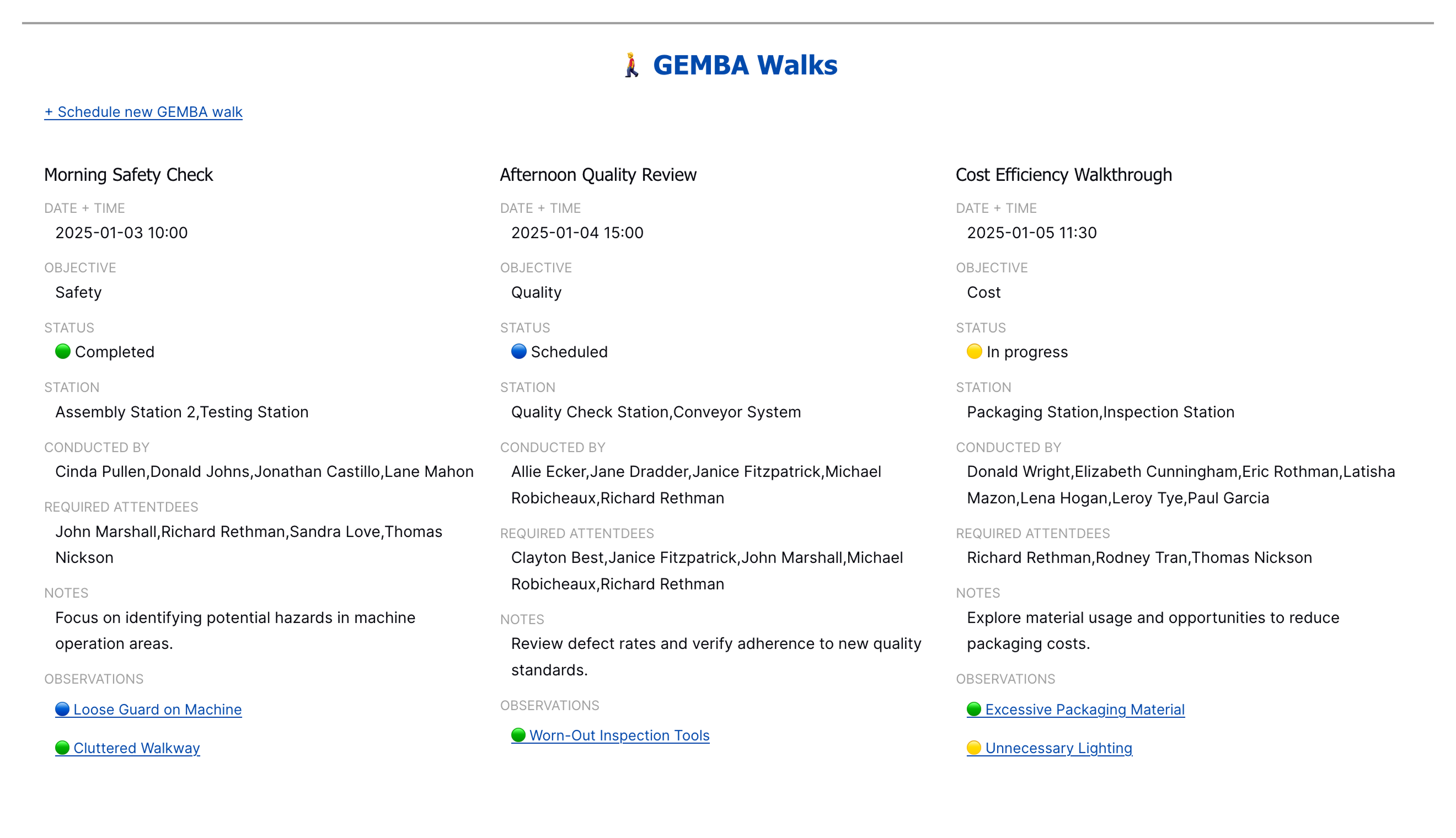 Gemba Walk Software & Template – Manage Walks with Baserow